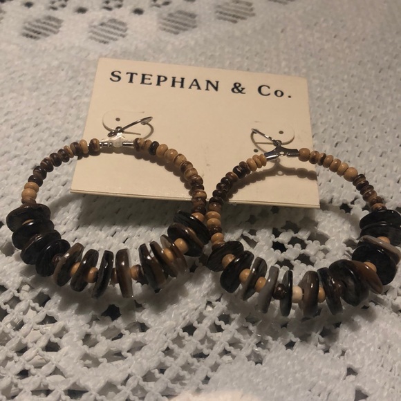stephan & co | Jewelry | Stephan Co Wooden Beads Hoop Earrings | Poshmark